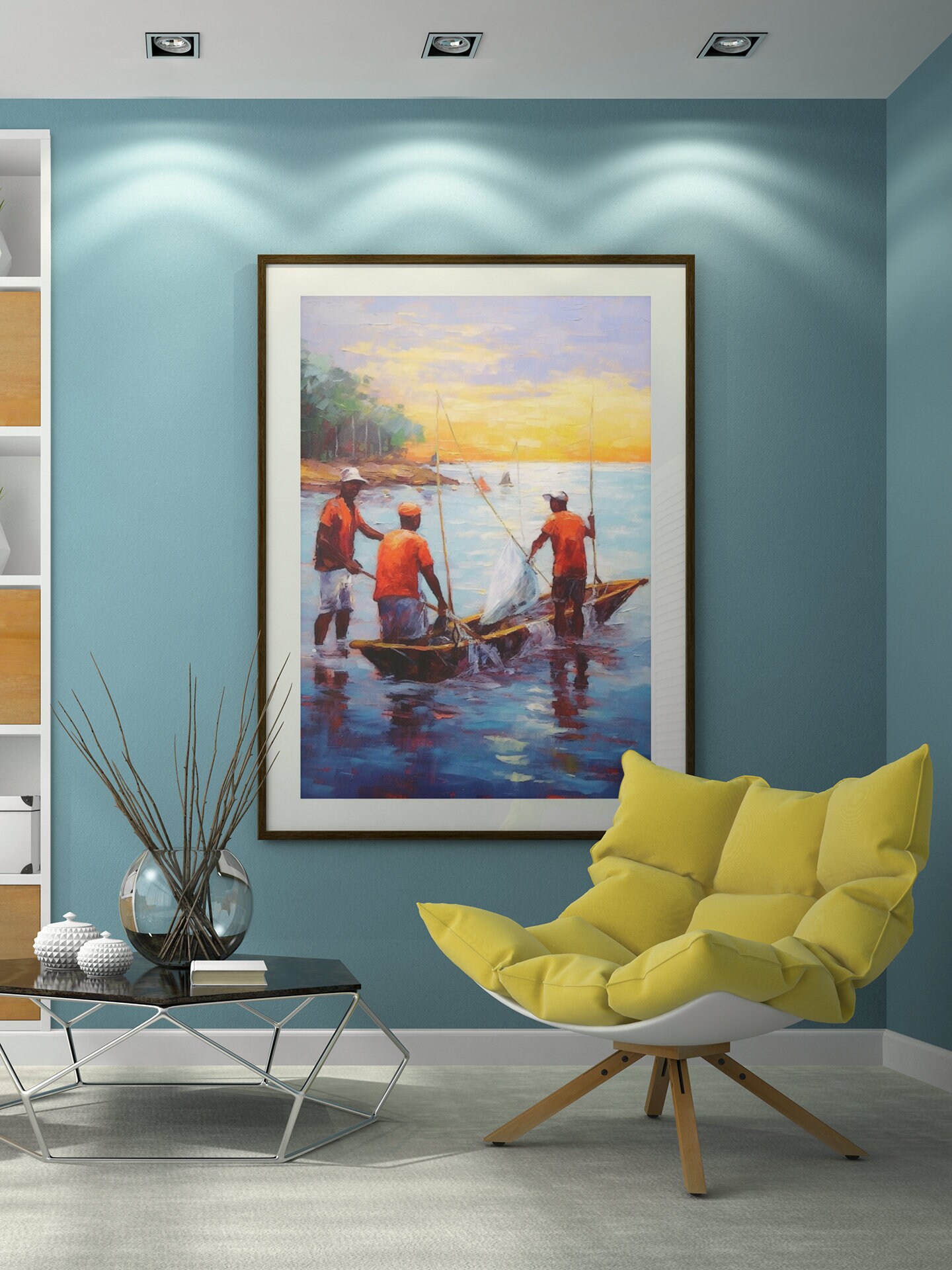 Whimsical Oil Painting of Bluefield Nicaragua Atlantic Coast Fishermen ...