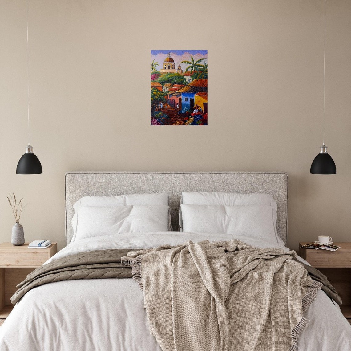 Spain Colonial Village Style Cobblestone Street Flower Market of Old ...