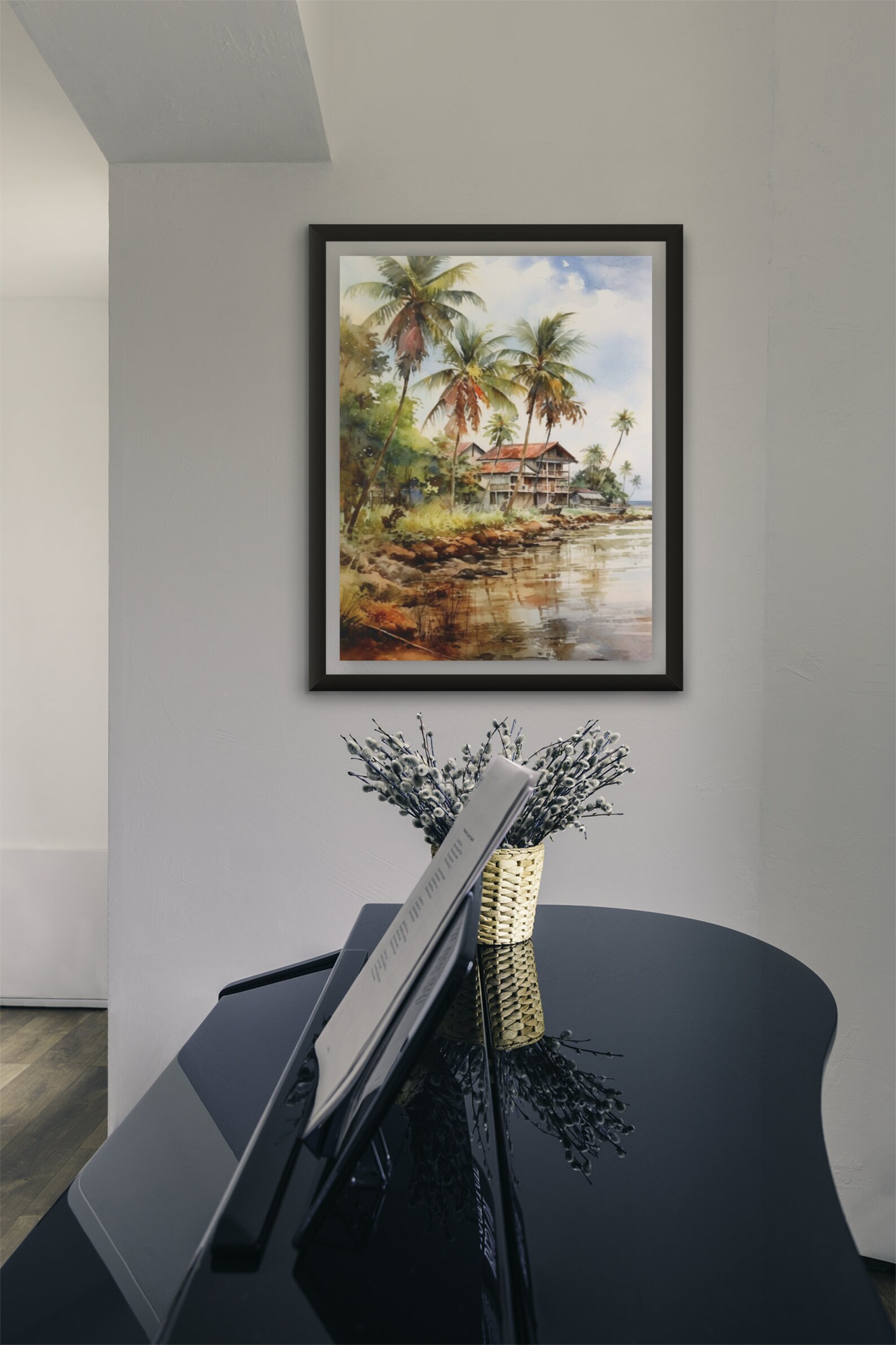 Caribbean Wall Art of Nicaragua Corn Island Tropical Watercolor ...