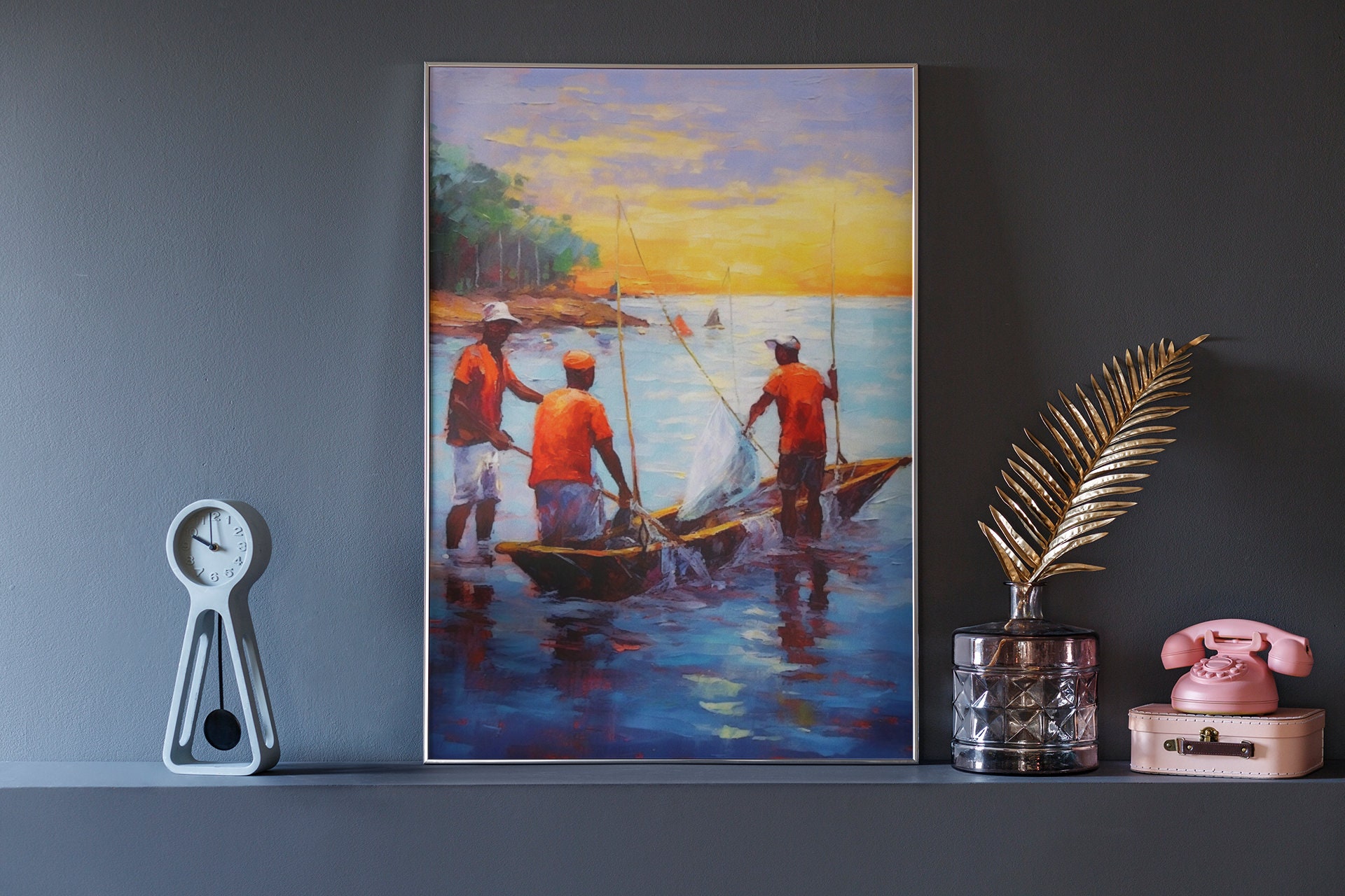 Whimsical Oil Painting of Bluefield Nicaragua Atlantic Coast Fishermen ...
