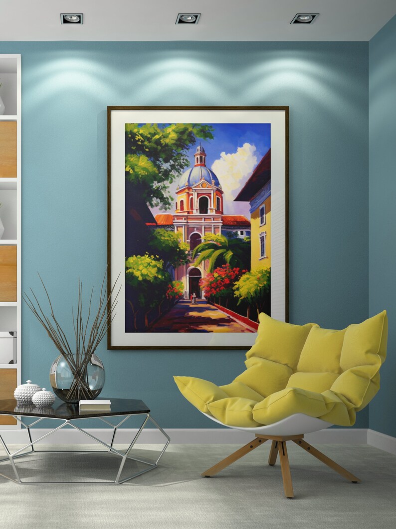 Colorful Primitivist Oil Art Painting of Olde Granada Nicaragua ...