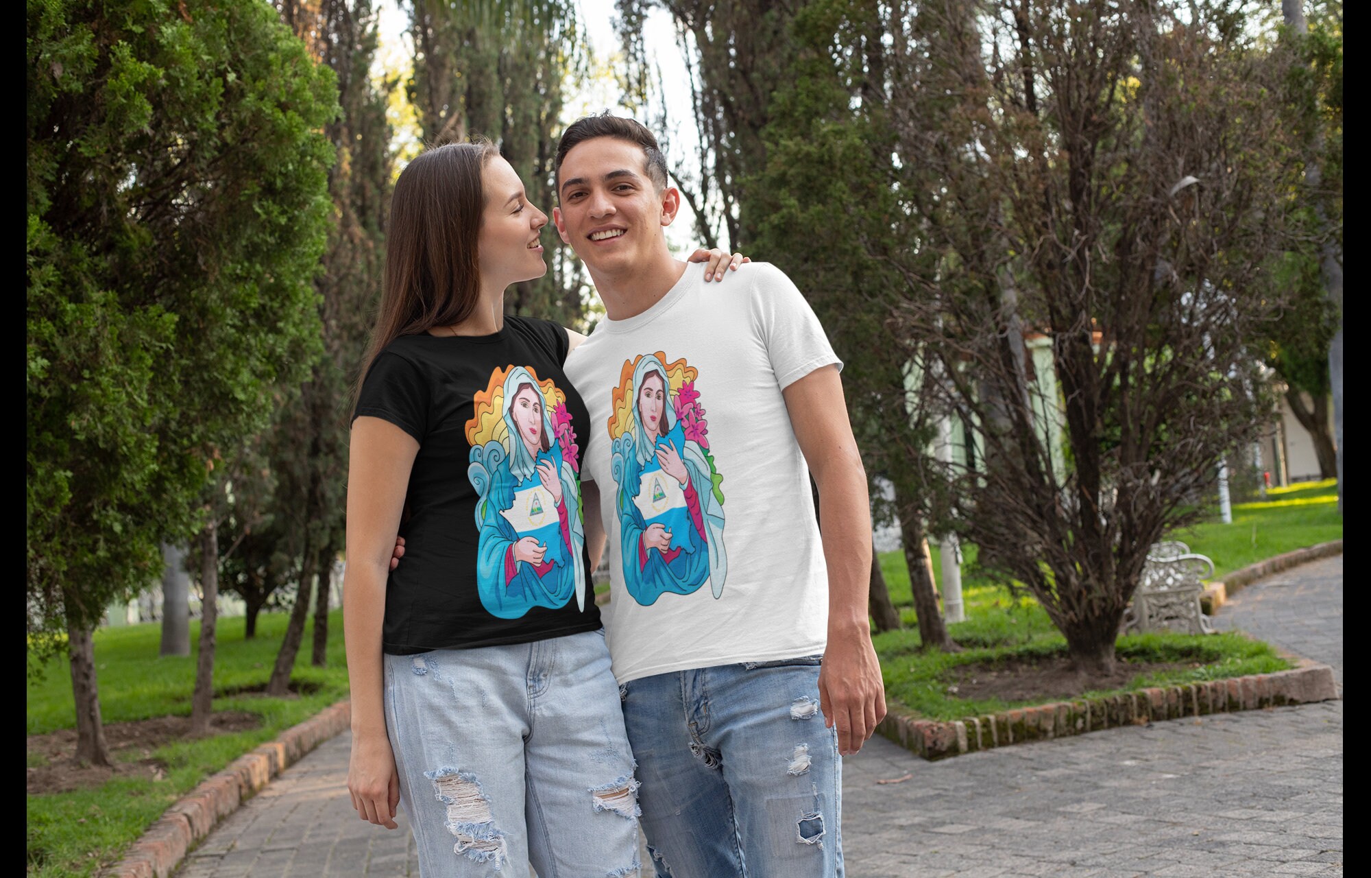 Virgen Maria Con El Mapa De Nicaragua|camiseta Nica|nicaragua Gift ...