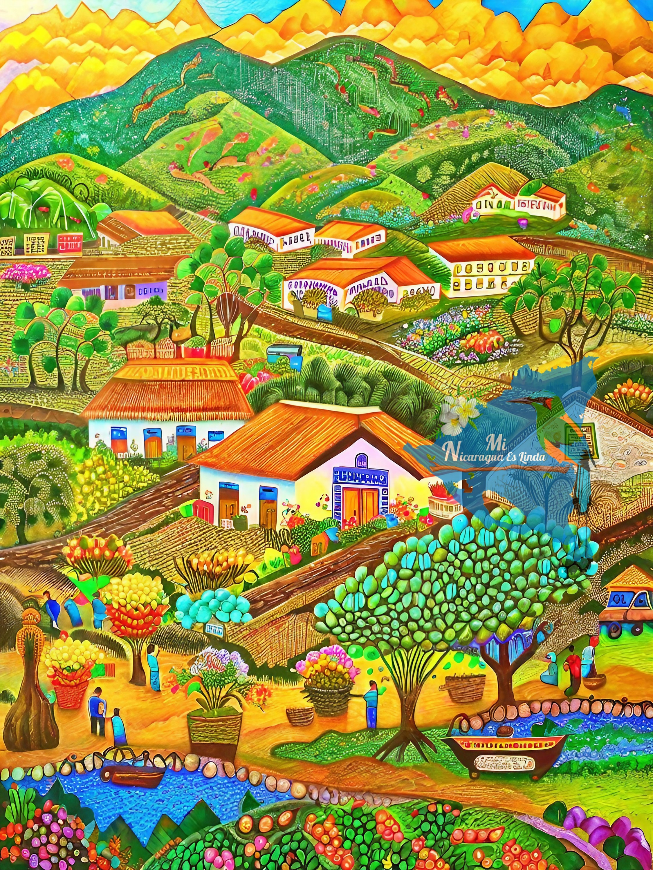 Calming Artwork Painting of Corn Harvest Life of the City of - Etsy