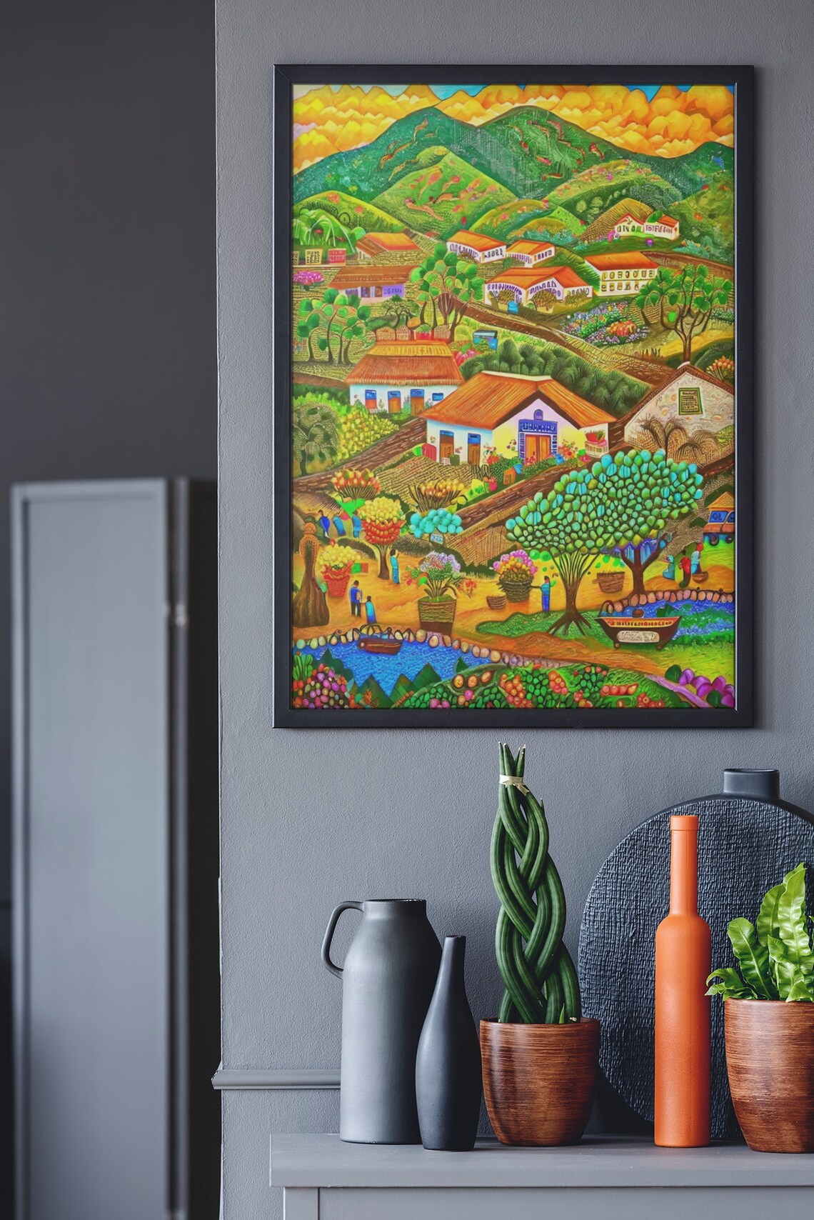 Calming Artwork Painting of Corn Harvest Life of the City of - Etsy