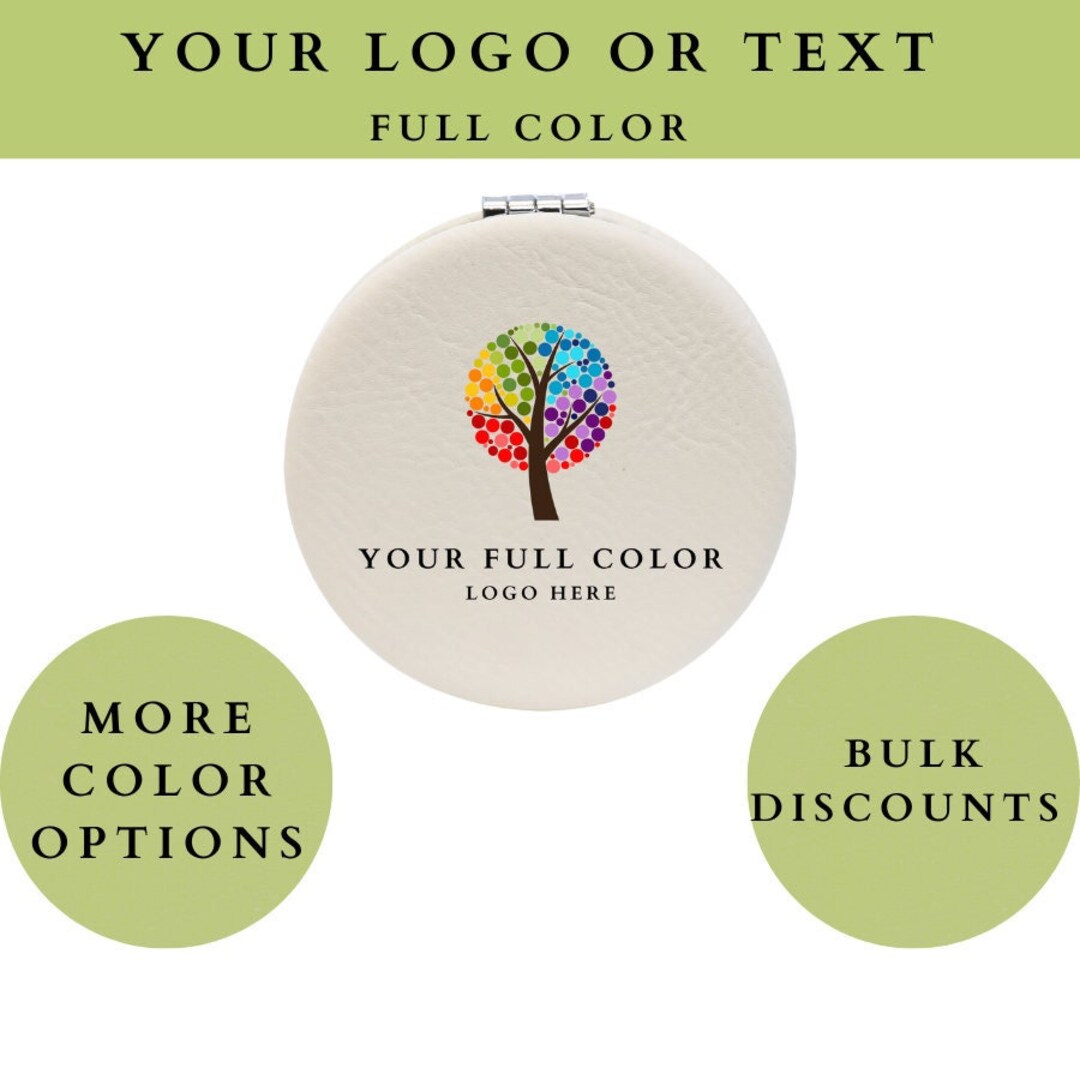 Custom Printed Compact Mirror With Full Color Logo, Small Business Swag ...