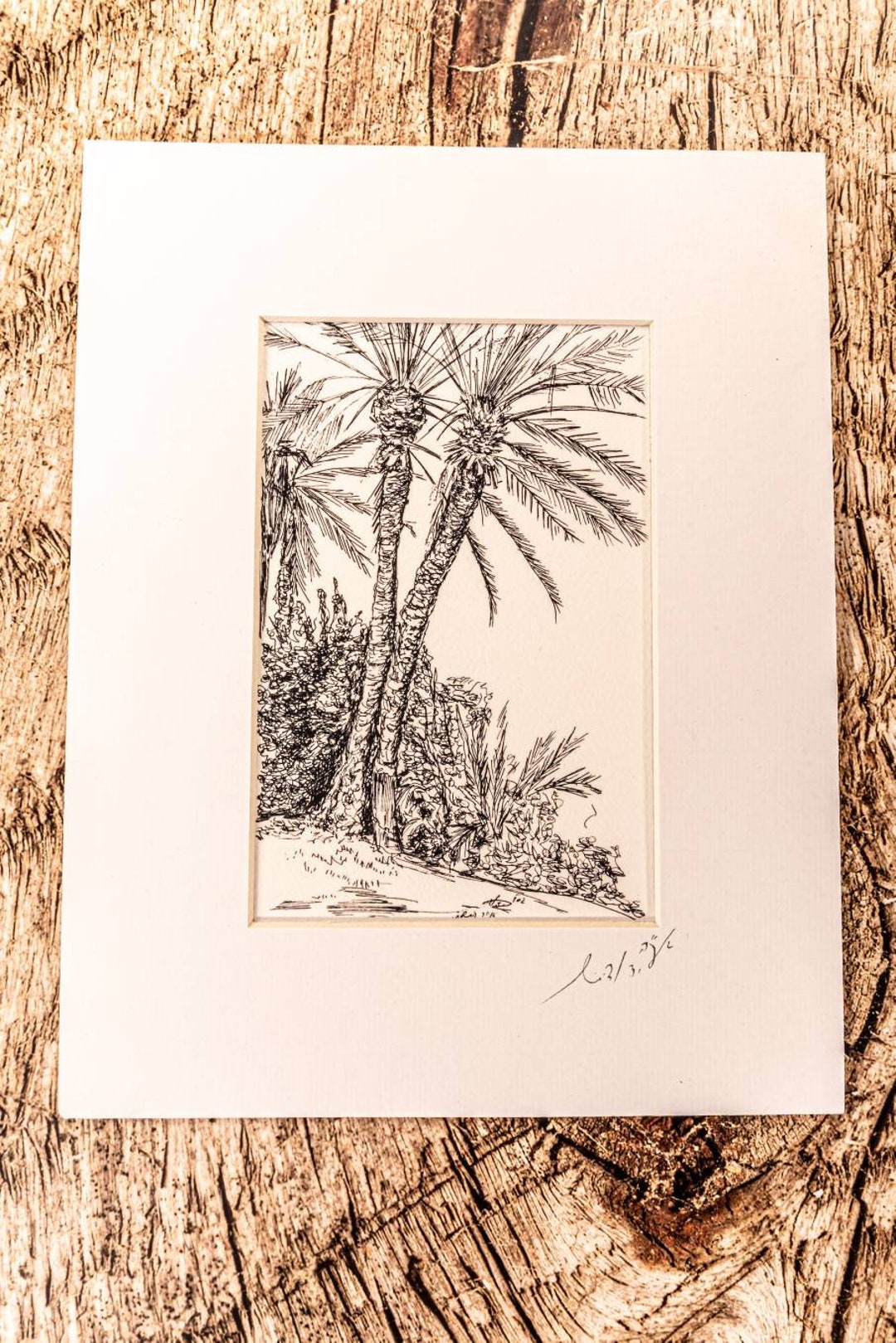 Sketch Print, Palm Tree, Israeli Landscape, Black and White Art, Couple ...