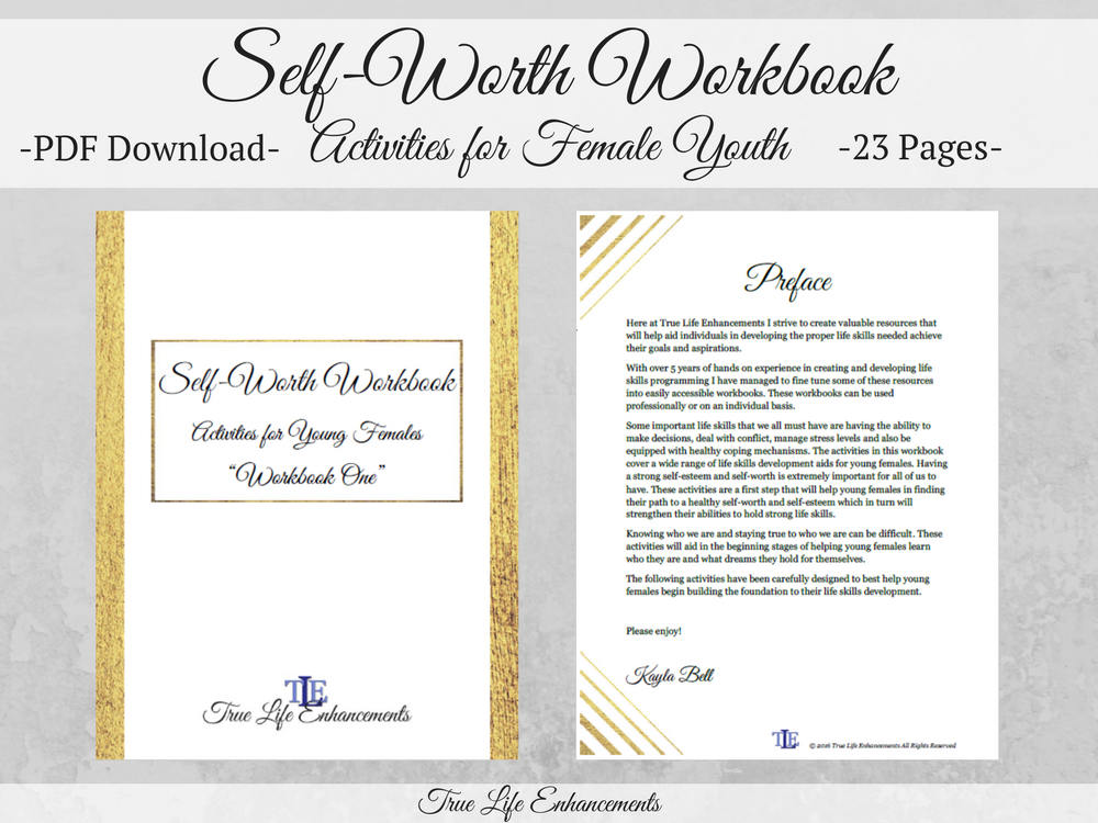 Self-worth Workbook for Female Youth, Mental Health Aid, Digital ...