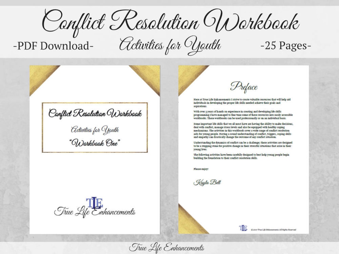 Conflict Resolution Workbook for Youth, Mental Health Aid, Digital ...