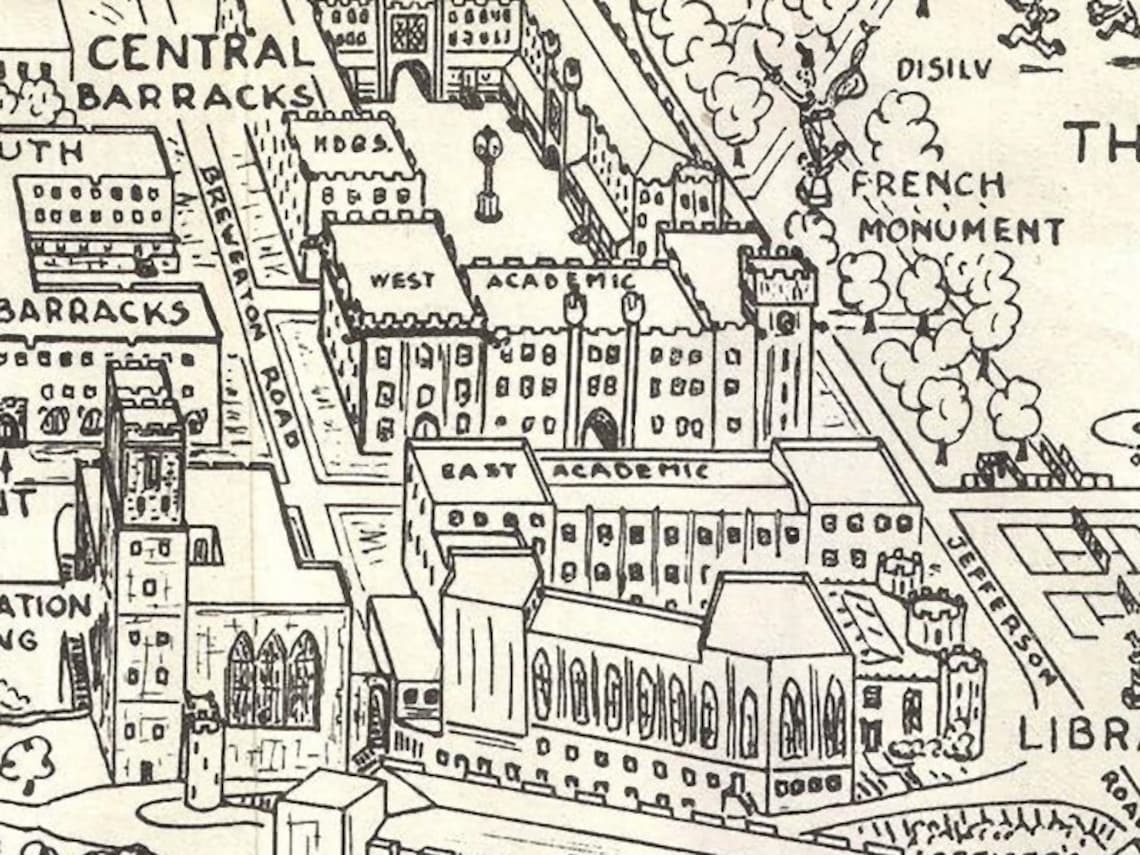 1944 Map of West Point Military Academy Printable Vintage - Etsy