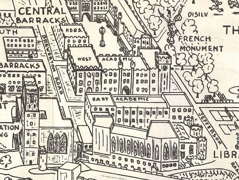 1944 Map of West Point Military Academy Printable Vintage West Point ...
