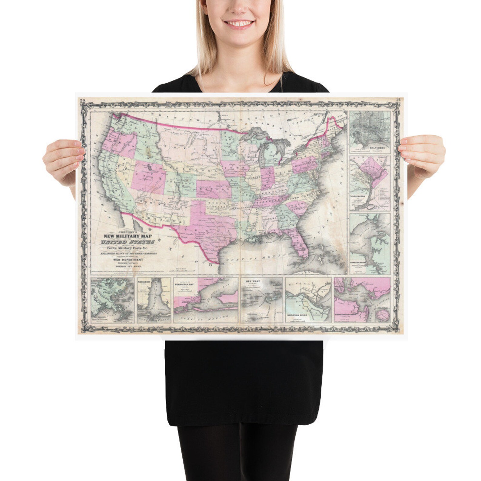 1862 Military Map of the United States civil War Civil War | Etsy