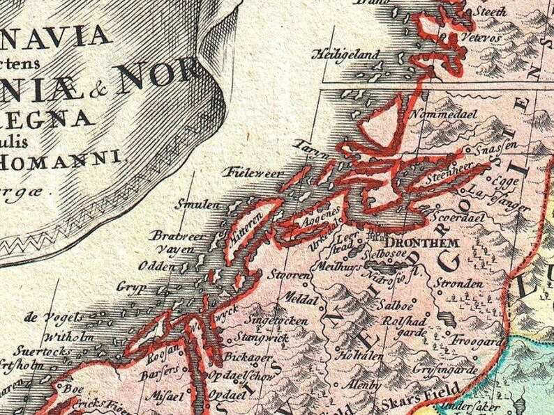 1730 Map of Scandinavia Printable Vintage Norway Map - Etsy