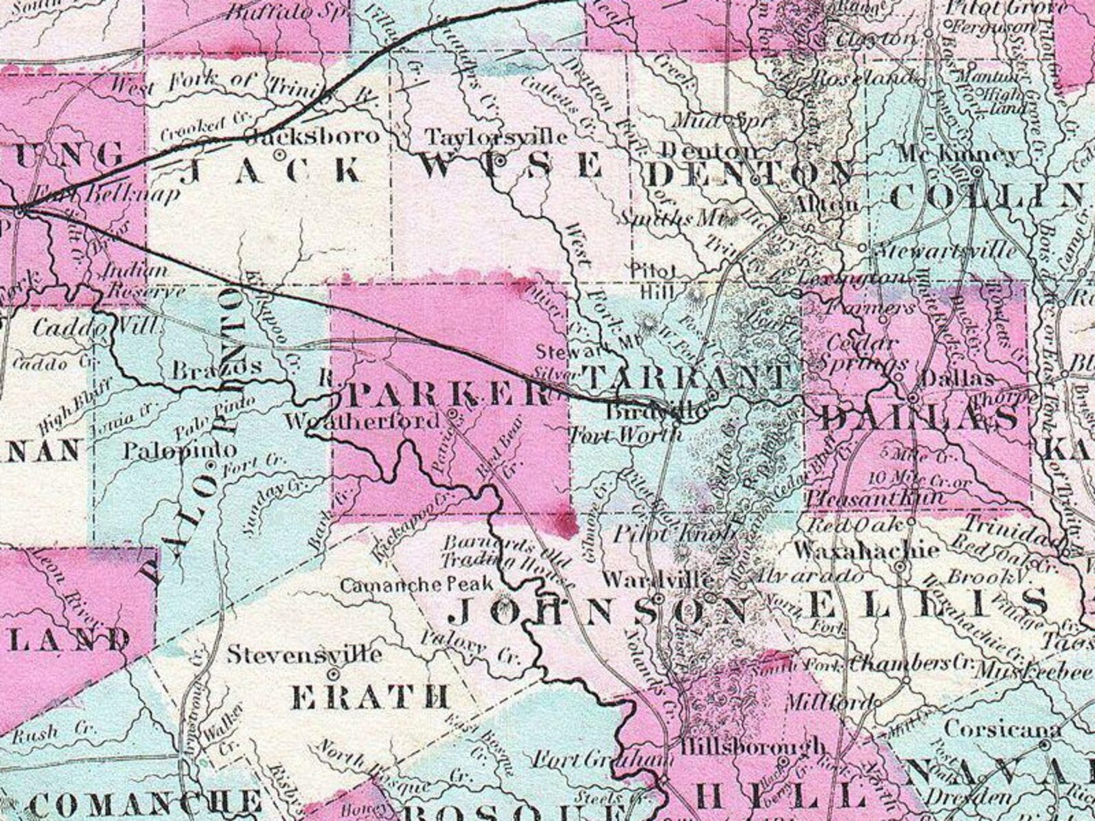 1862 Map of Texas Printable Vintage Texas Map Downloadable | Etsy