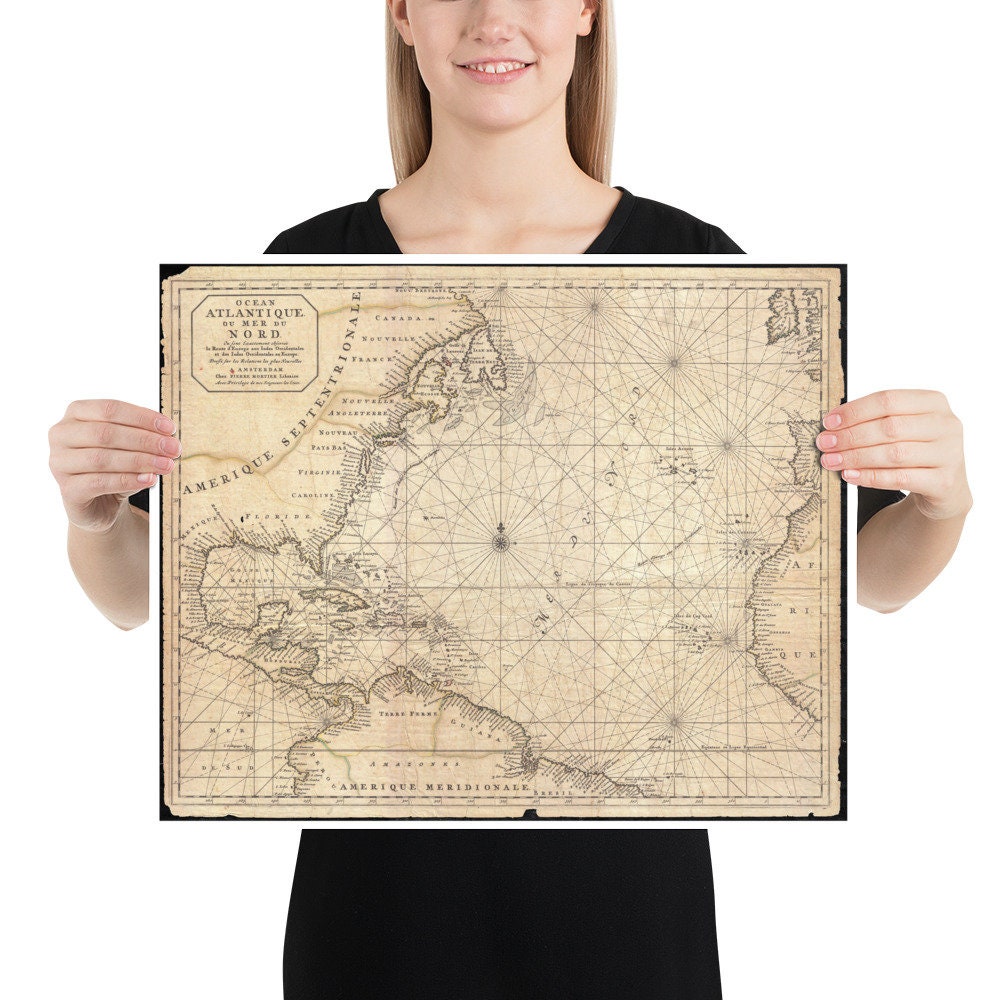 1683 Map of North America the West Indies and the Atlantic - Etsy