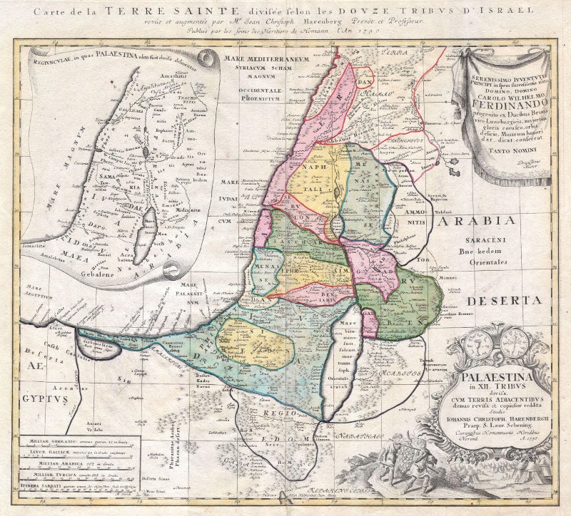 1750 Map of Israel Palestine Holy Land Vintage Israel - Etsy