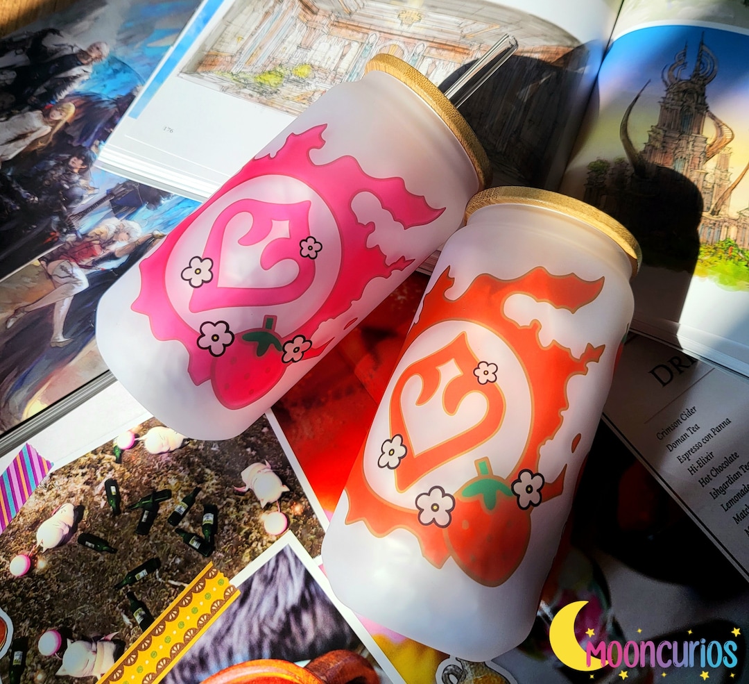 FFXIV Strawberry Glass Cups 18 Oz All Roles Available - Etsy