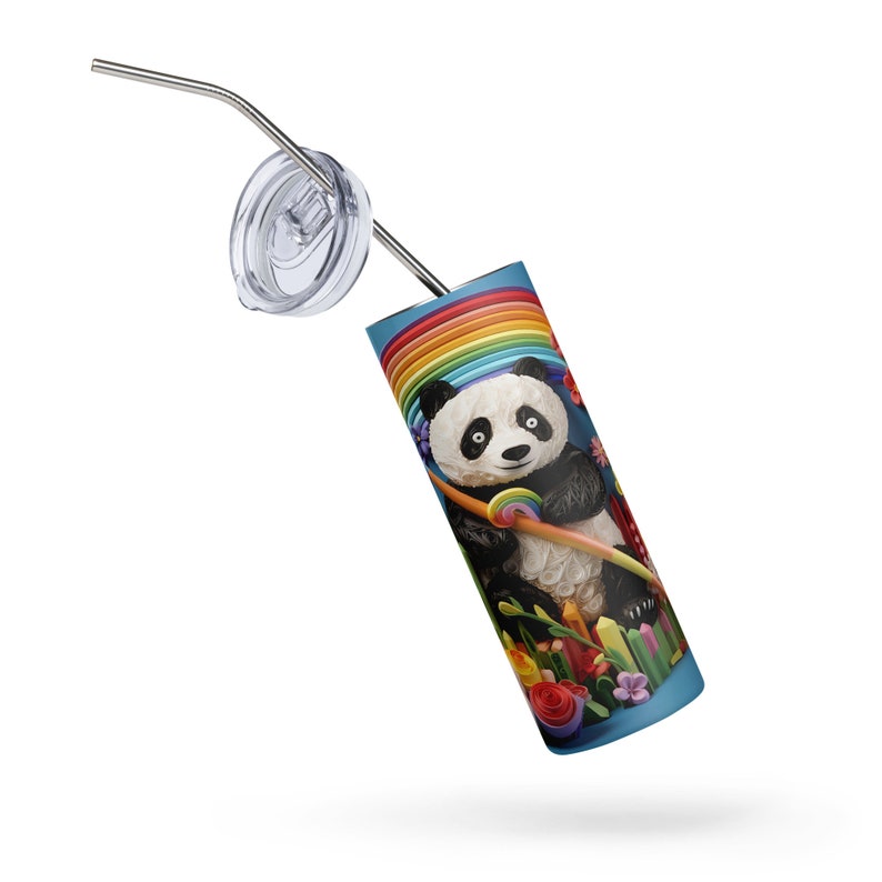 3D Embroidered Cute Panda Sublimation Tumbler Gift for Panda Lovers - Etsy