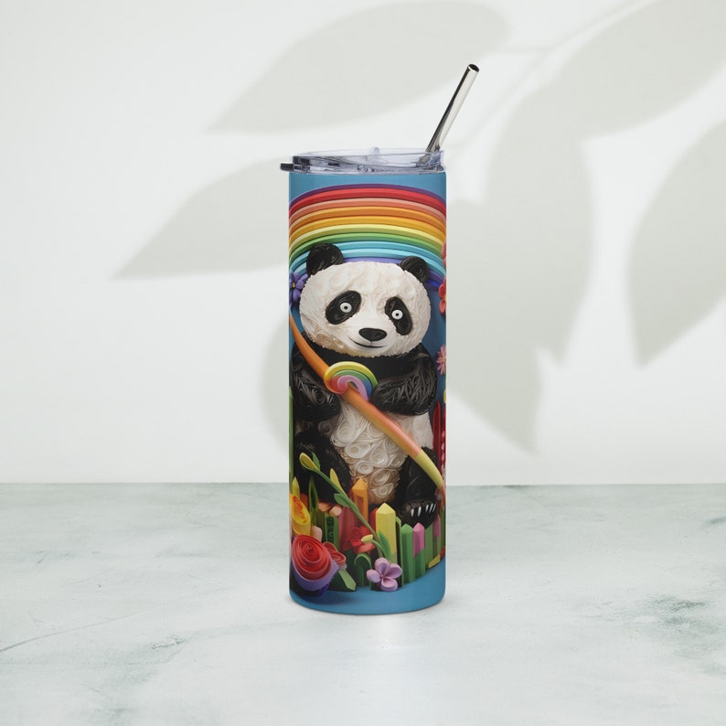 3D Embroidered Cute Panda Sublimation Tumbler Gift for Panda - Etsy