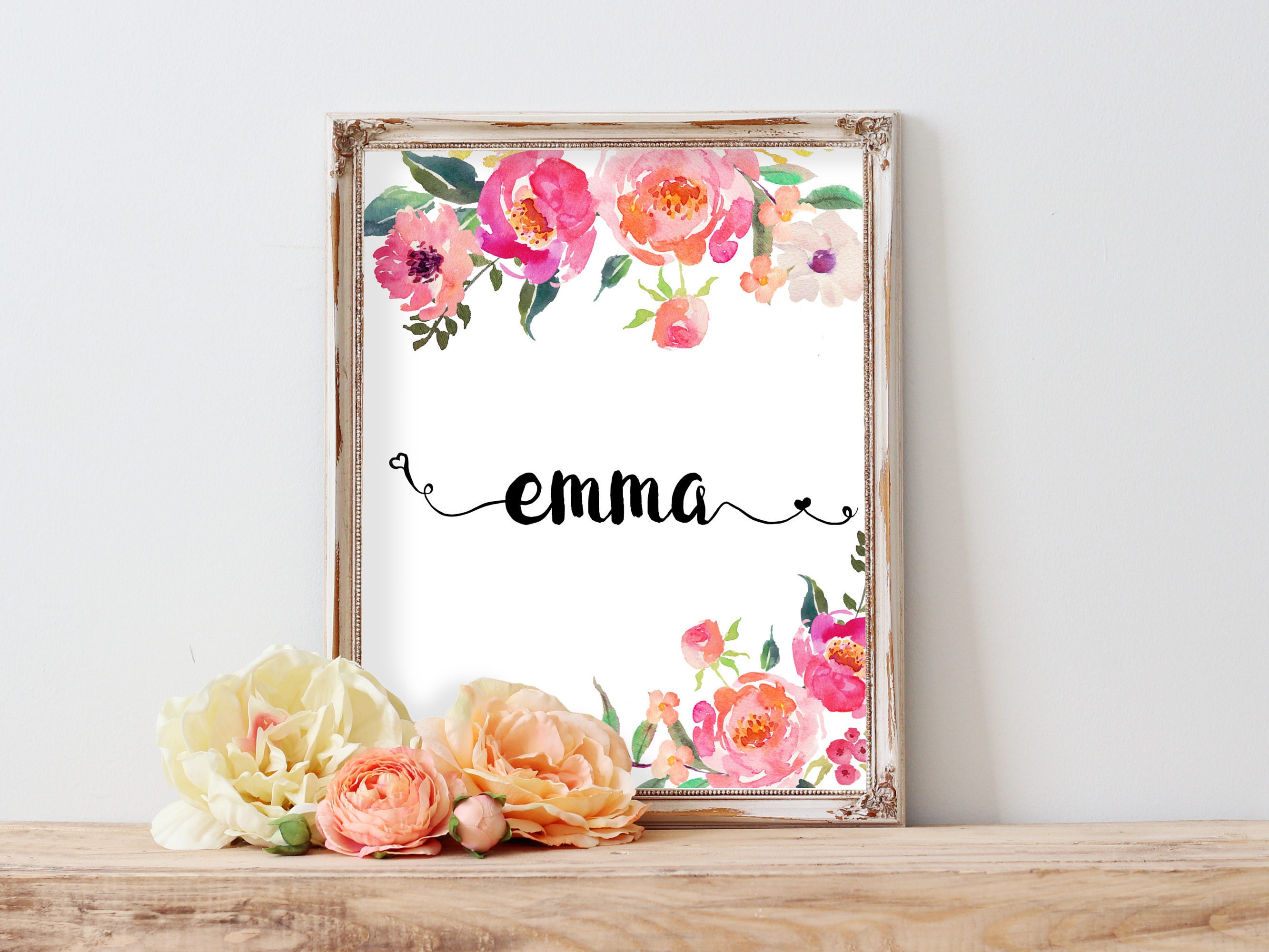 Emma Custom Baby Girl Name Sign Printable Wall Art Nursery | Etsy