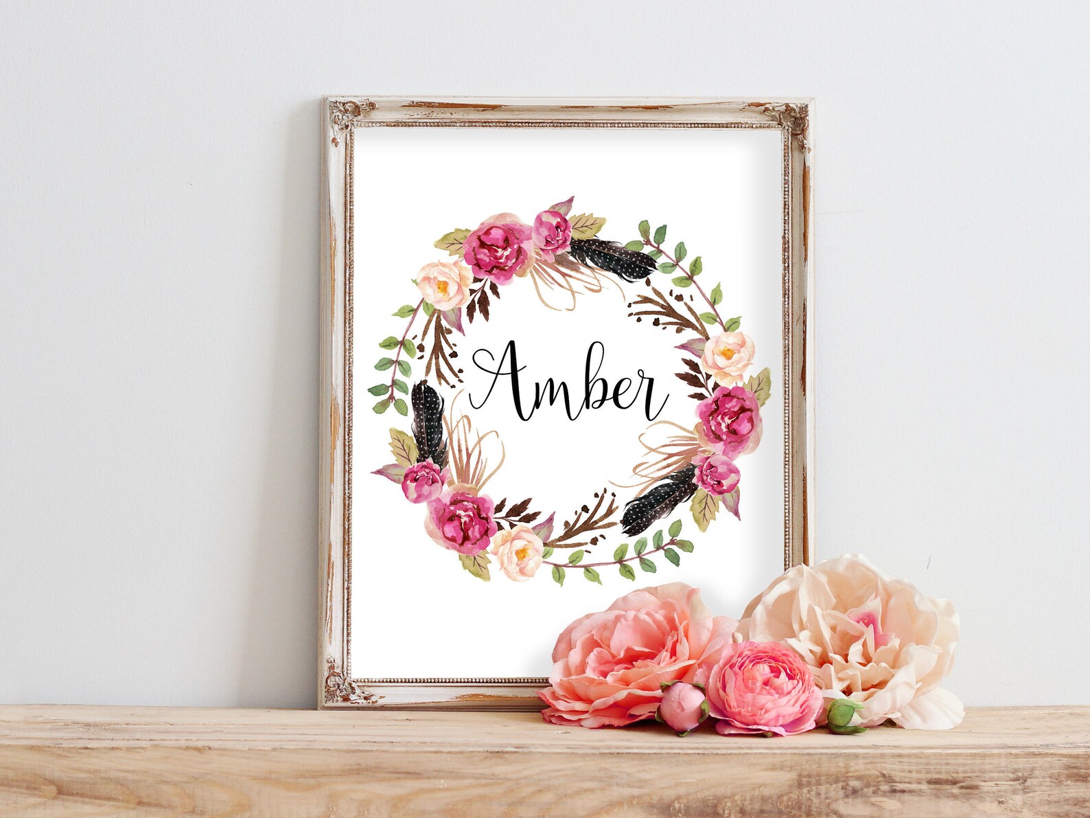 Amber Baby name wall art name signs for nursery Baby name art | Etsy