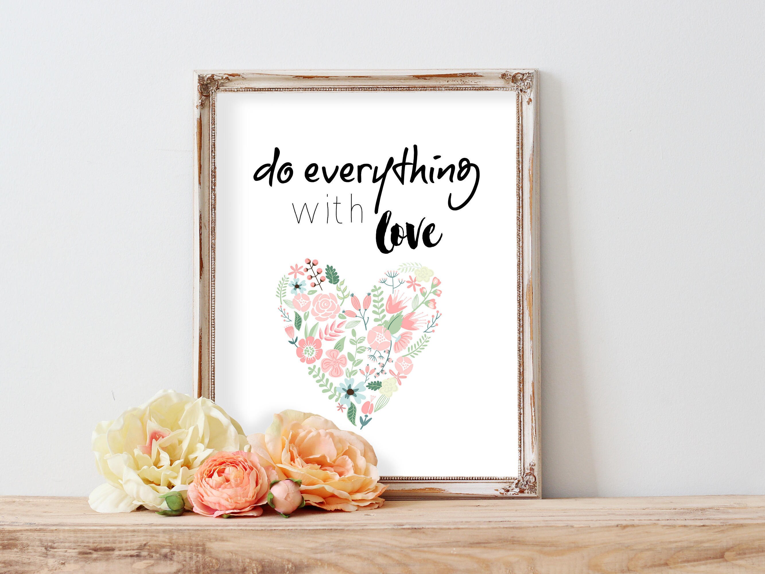 Do Everything With Love Motivational Quote Home Decor | Etsy