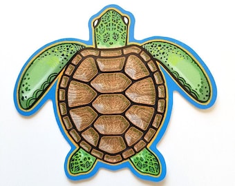 The Sea Turtle Art Sticker - Etsy