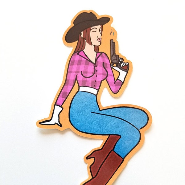 Cowgirl Pinup Sticker - Etsy