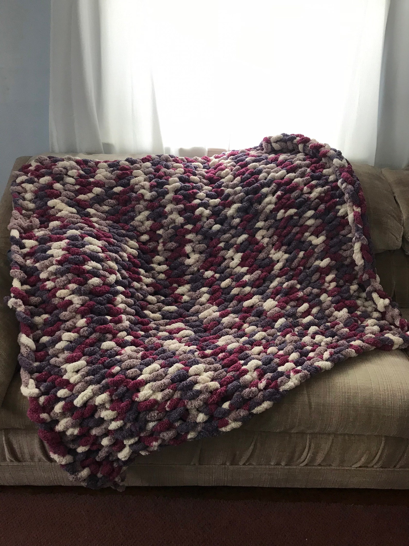 Chunky Knit Throw Blanket - Etsy