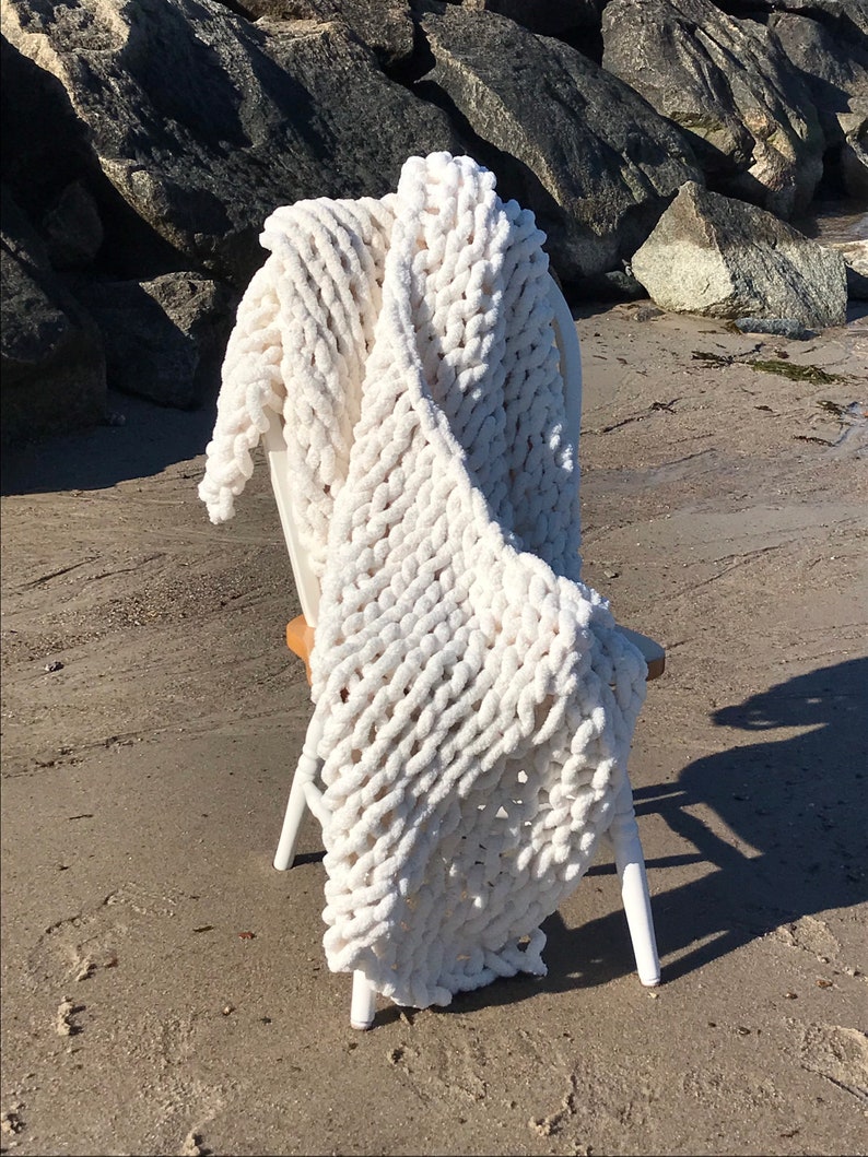Chunky Knit Throw Blanket - Etsy