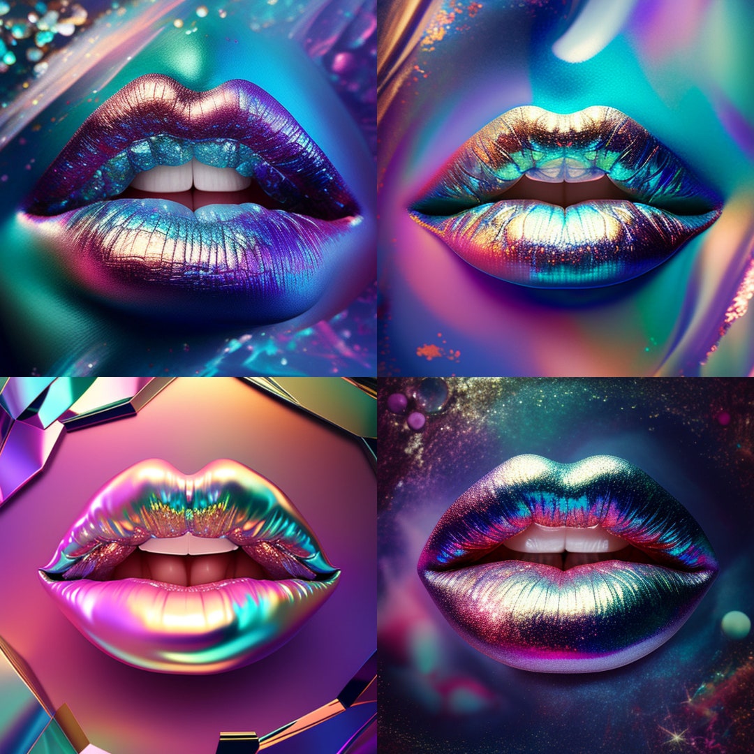 Iridescent Lip Grid Digital Art - Etsy