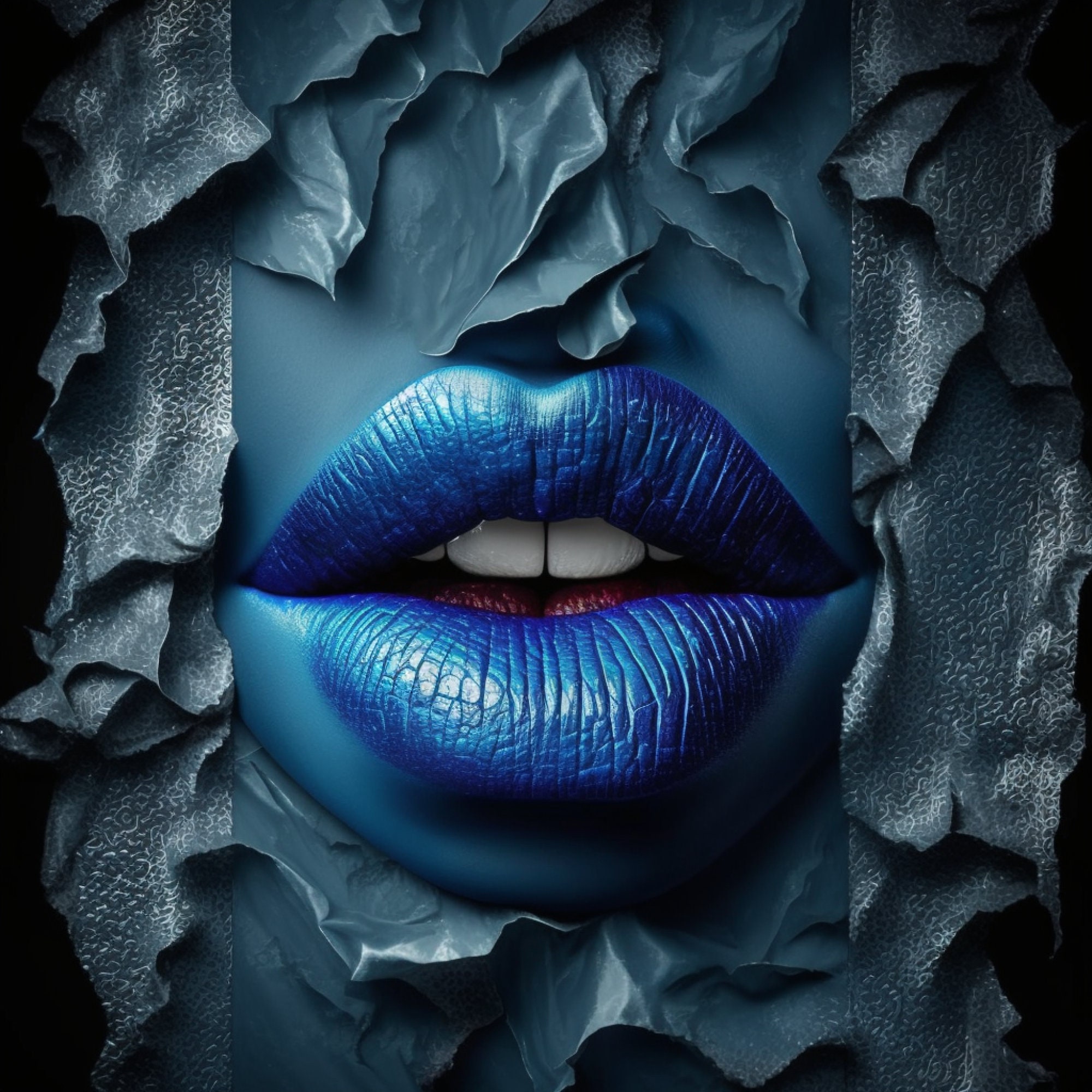 Royal Blue Lips 3 Digital Art - Etsy