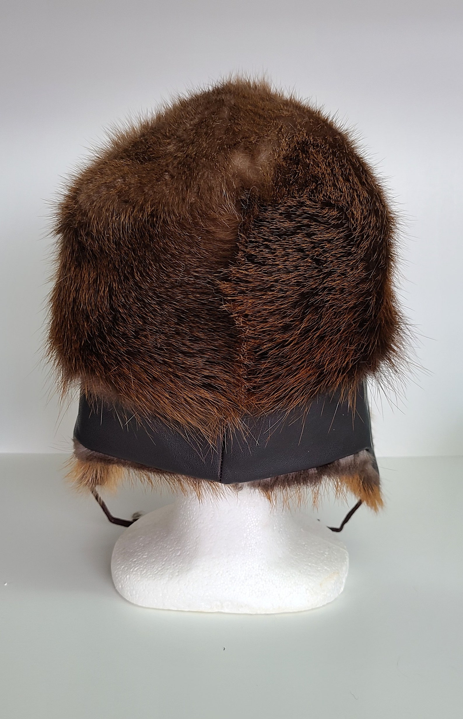 Real hat with fur made from beaver fur Police style winter | Etsy