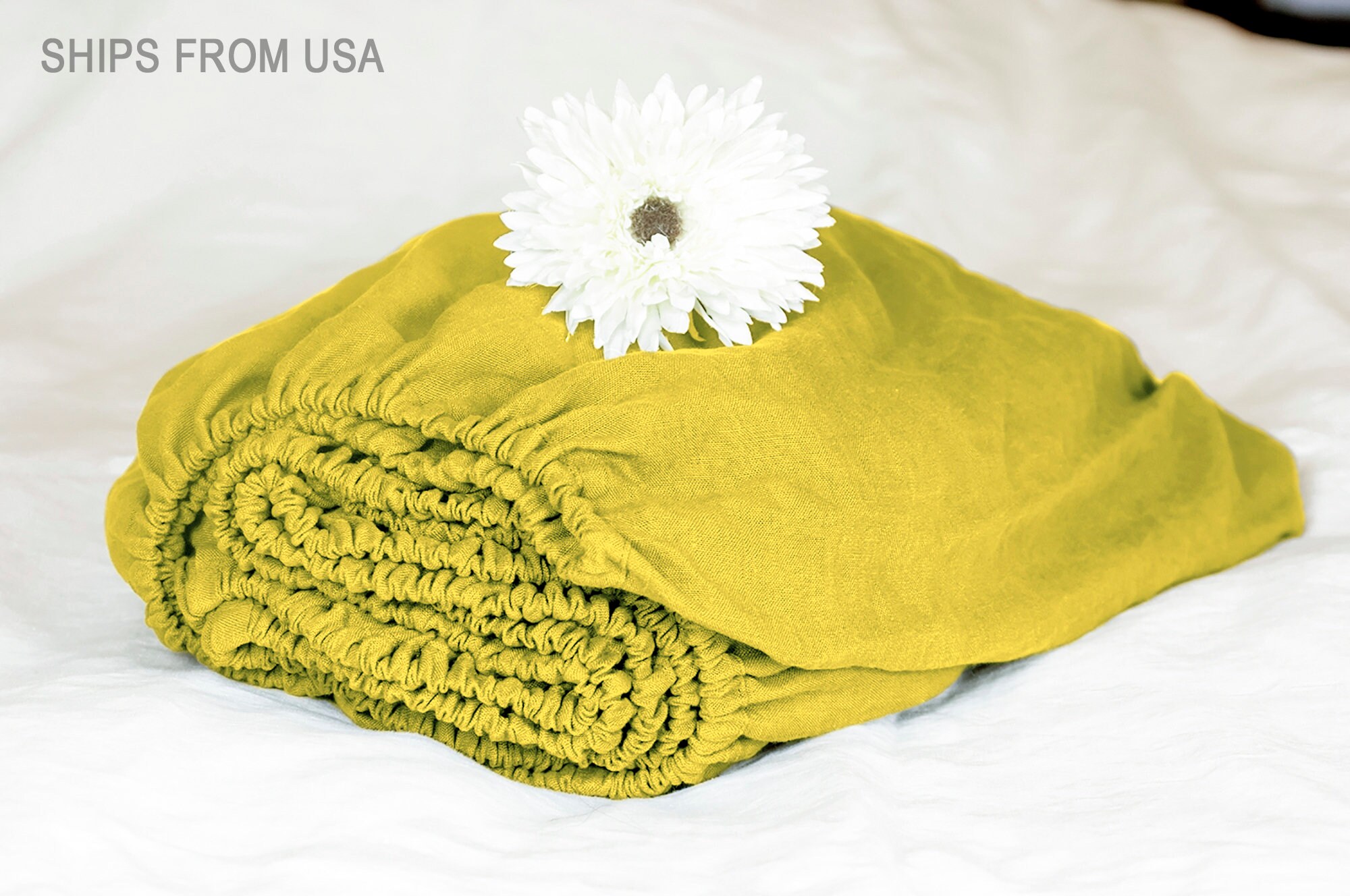 Yellow Linen Bedding Set 4 Pieces Fitted Sheet Flat Sheet - Etsy España