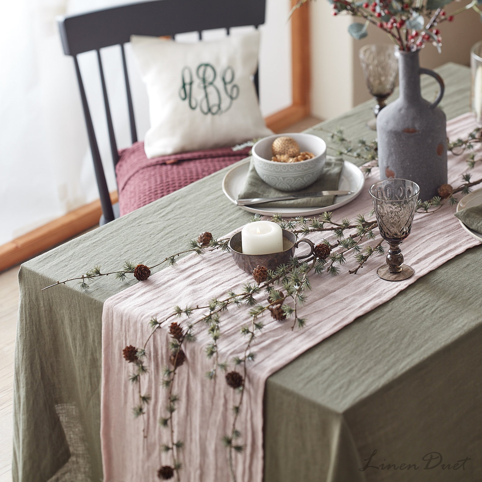 Farmhouse Table Runner Linen Table Runner Kitchen Decor | Etsy