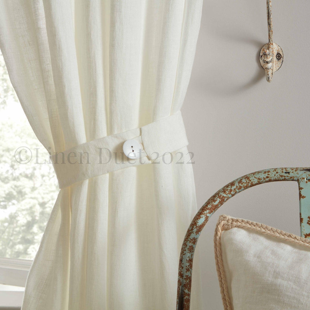 2 Curtain Tie Backs Natural Linen, A Pair of Tie Backs for Curtain ...