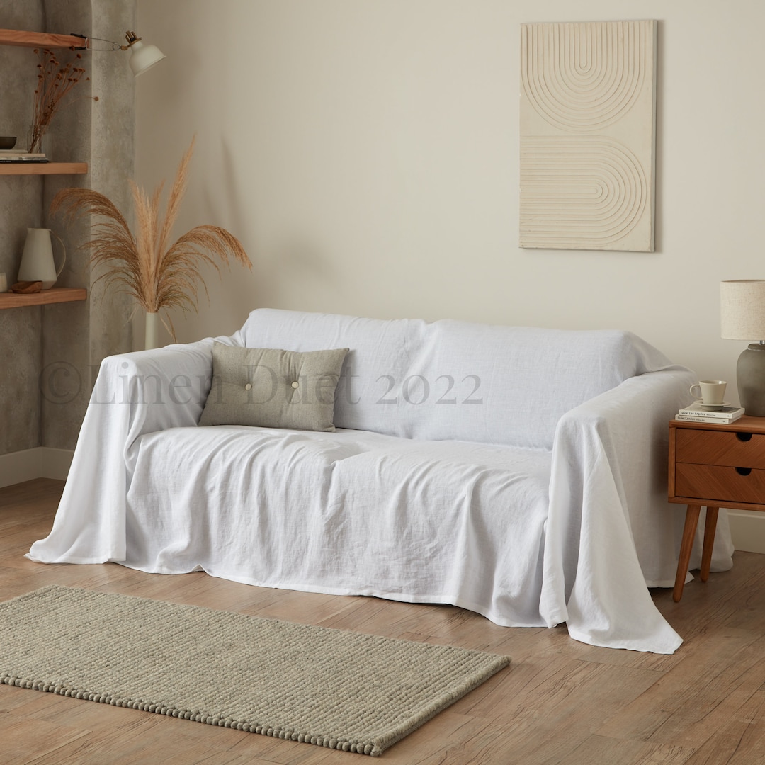 Linen Sofa Slipcover, Sofa Cover Furniture Protector, Sectional Cover ...