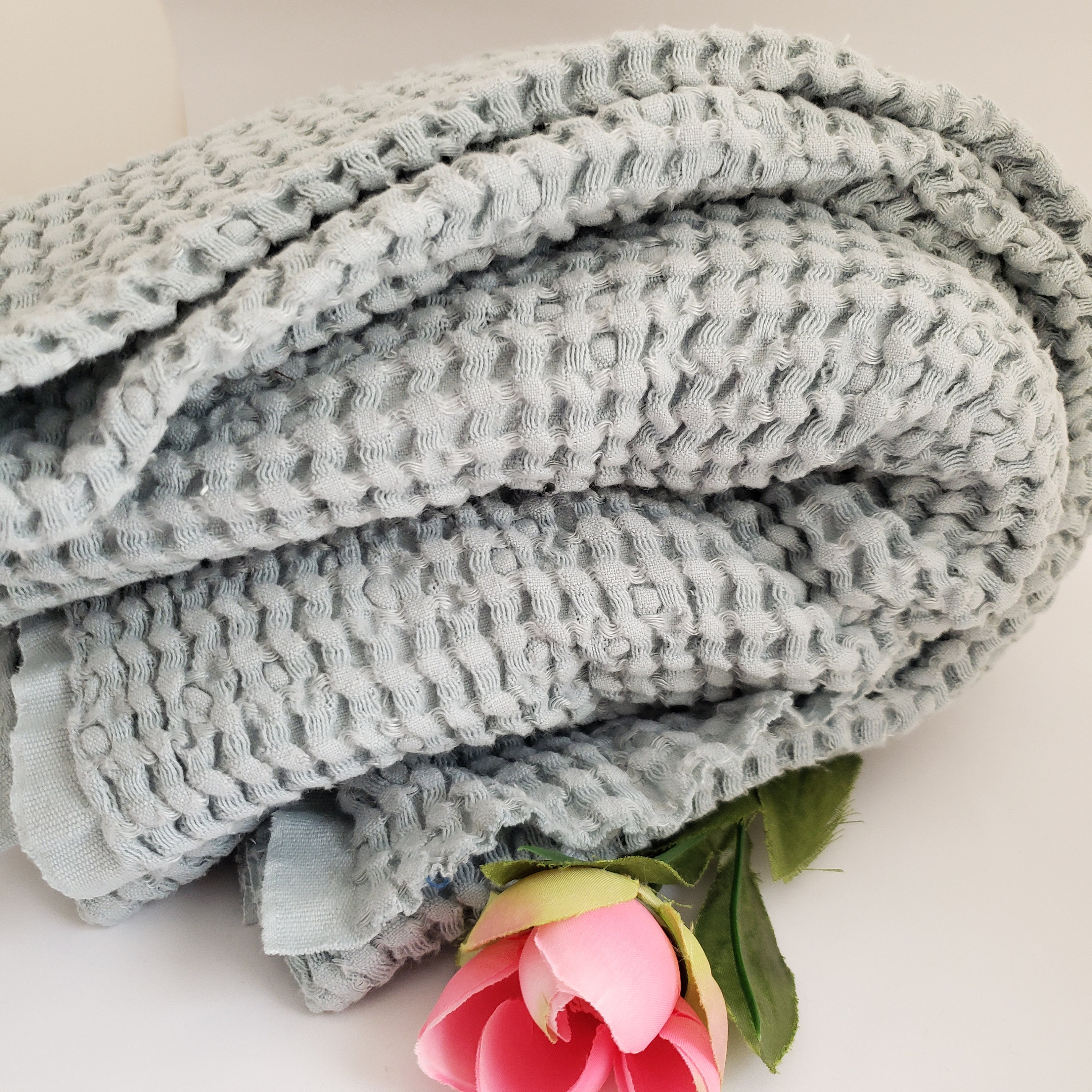 Light Blue Waffle Linen Fabric by the Yard Craft Cotton - Etsy