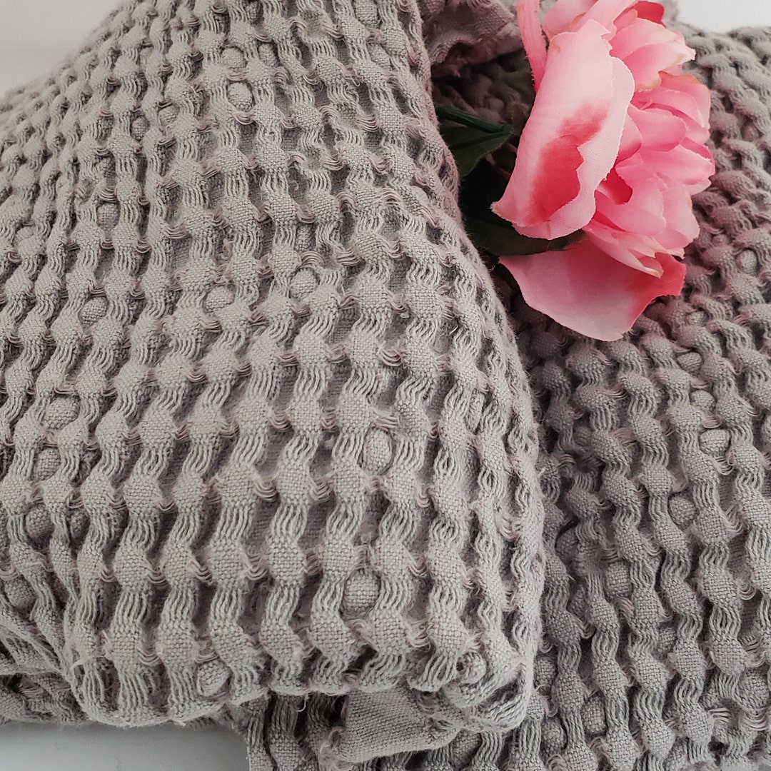 Light Gray Waffle Linen Fabric by the Yard, Craft Cotton Fabric by the ...