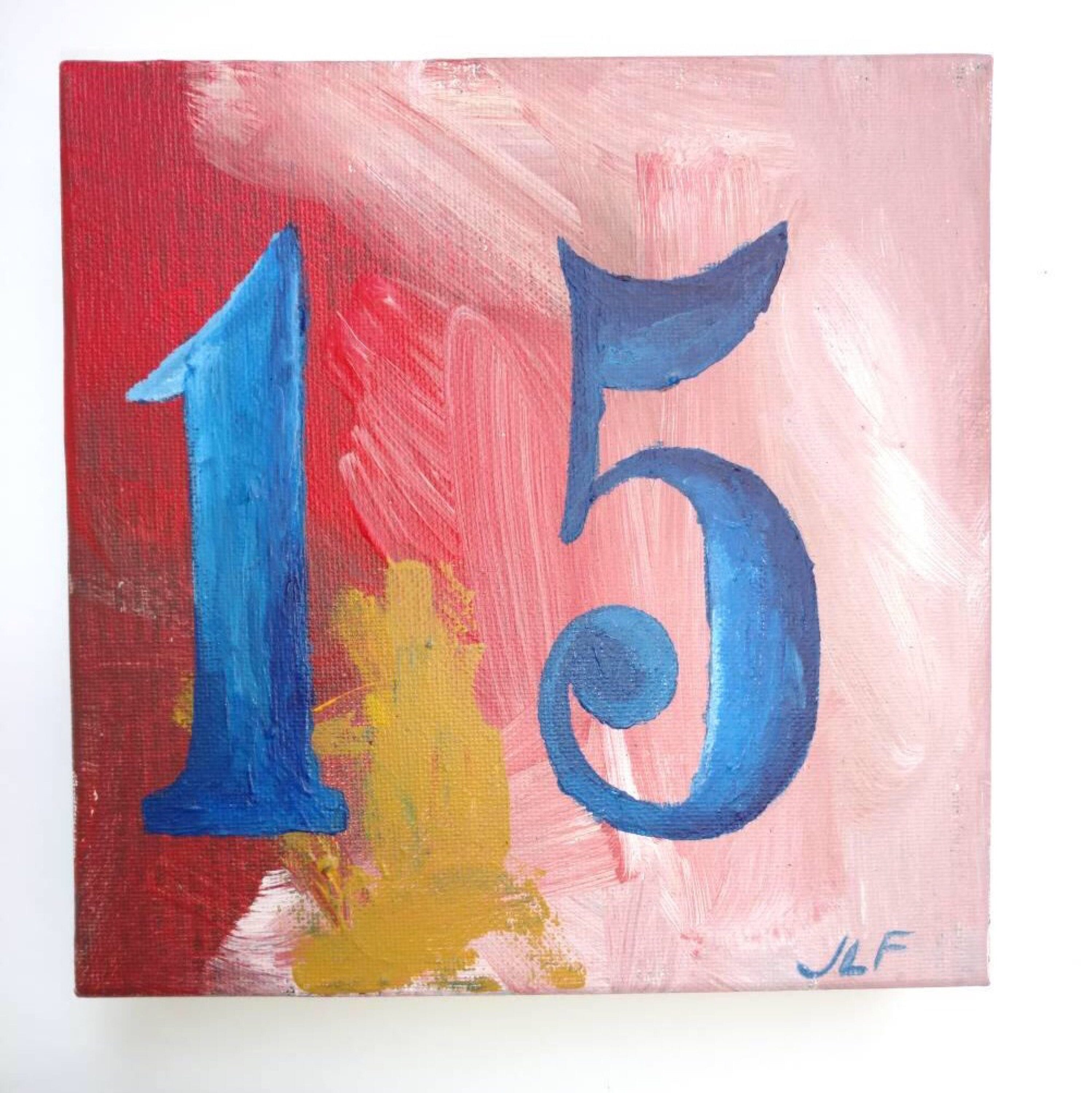 The Number 15 fifteen. an Original Acrylic Painting on - Etsy