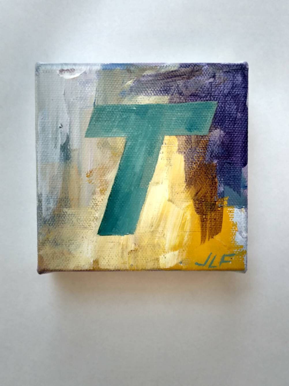 The Letter T an Original Acrylic Painting on Canvas by JLF. - Etsy