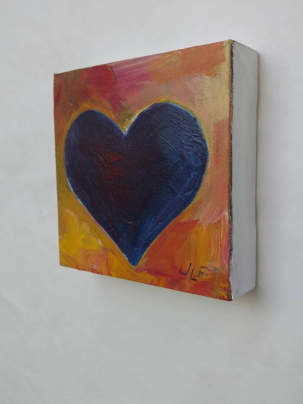 This is "blue Heart-3" an Original Acrylic Painting on Canvas by JLF ...