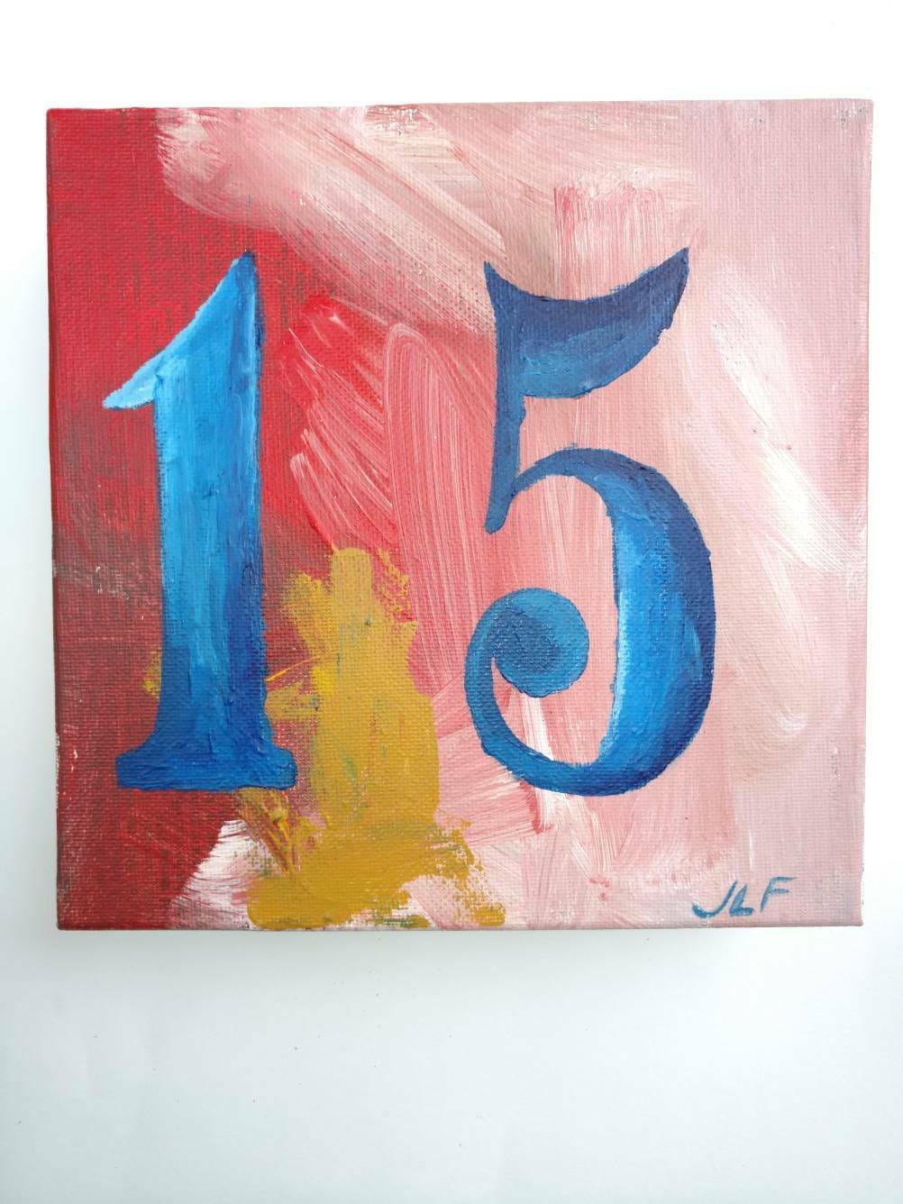 The Number 15 fifteen. an Original Acrylic Painting on - Etsy