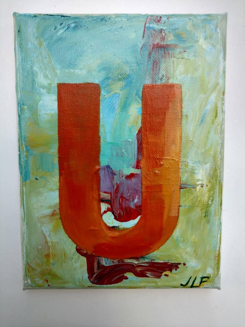 The Letter U an Original Acrylic Painting on Canvas by JLF. - Etsy