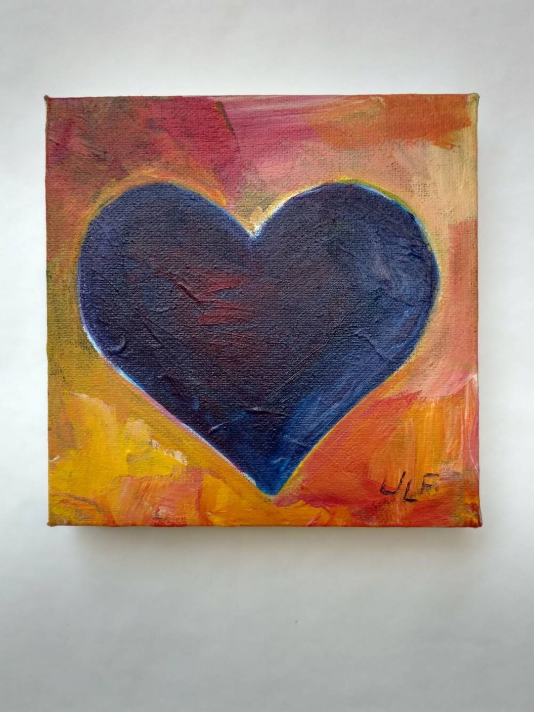 This is "blue Heart-3" an Original Acrylic Painting on Canvas by JLF ...