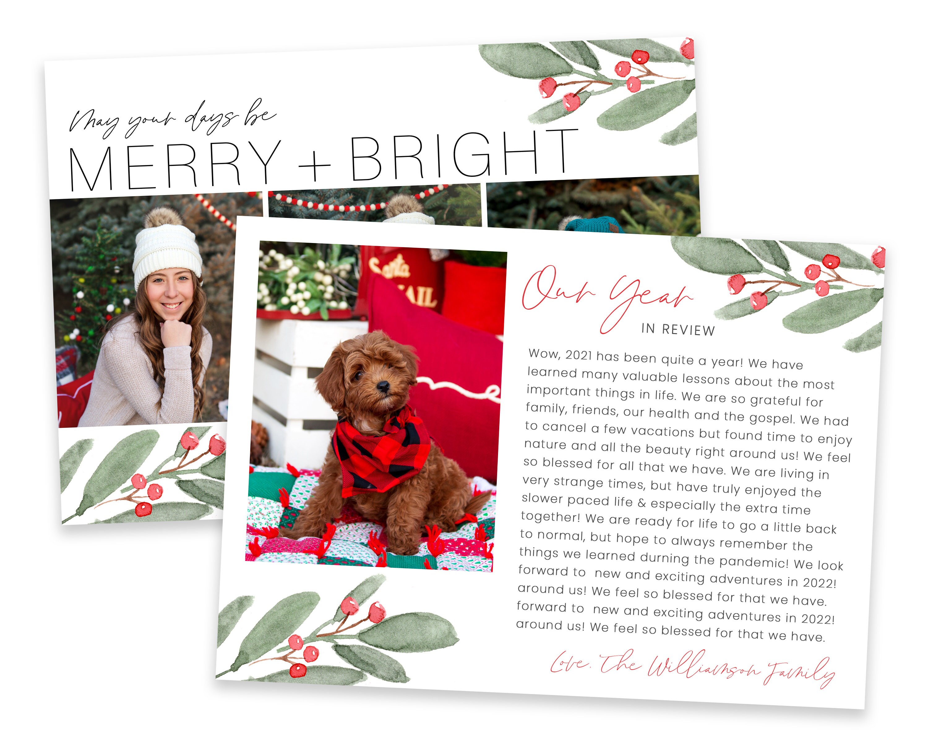 Christmas Card Template Christmas Cards Template 5x7 Year In Review 