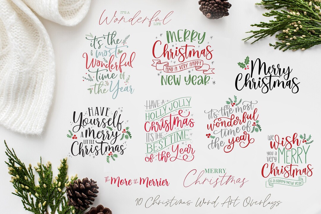 Christmas Word Art Overlays: Holiday Photo Design (digital Download) - Etsy