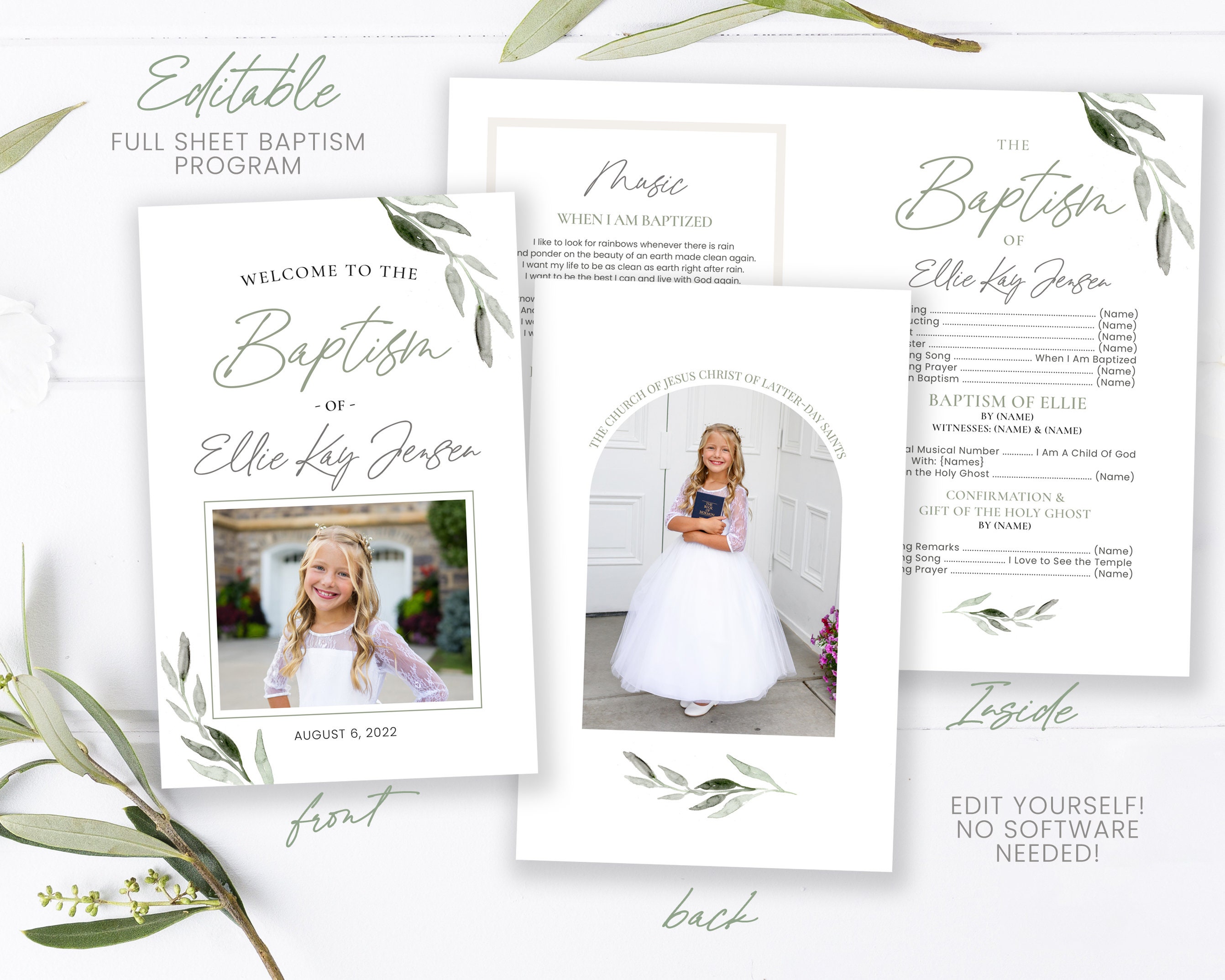 EDITABLE LDS Baptism Program Template Printable Baptism Canada 