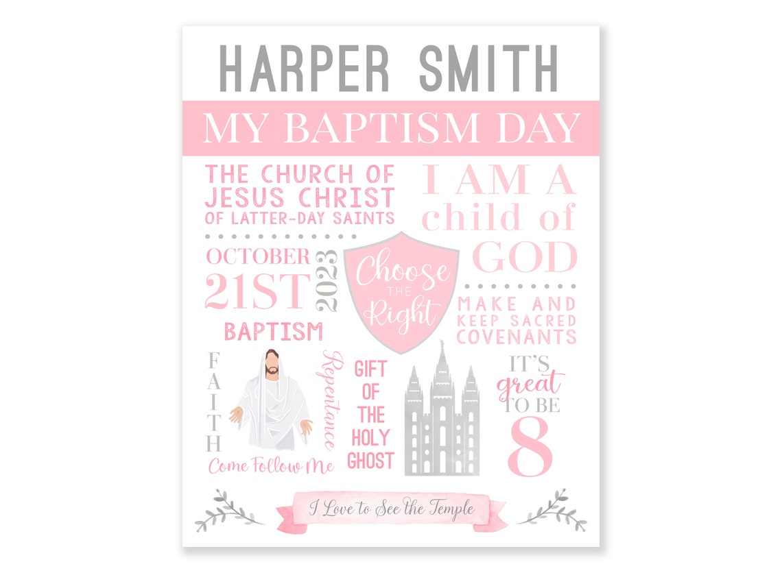 LDS Baptism Printable LDS Baptism Gift Girl Baptism - Etsy