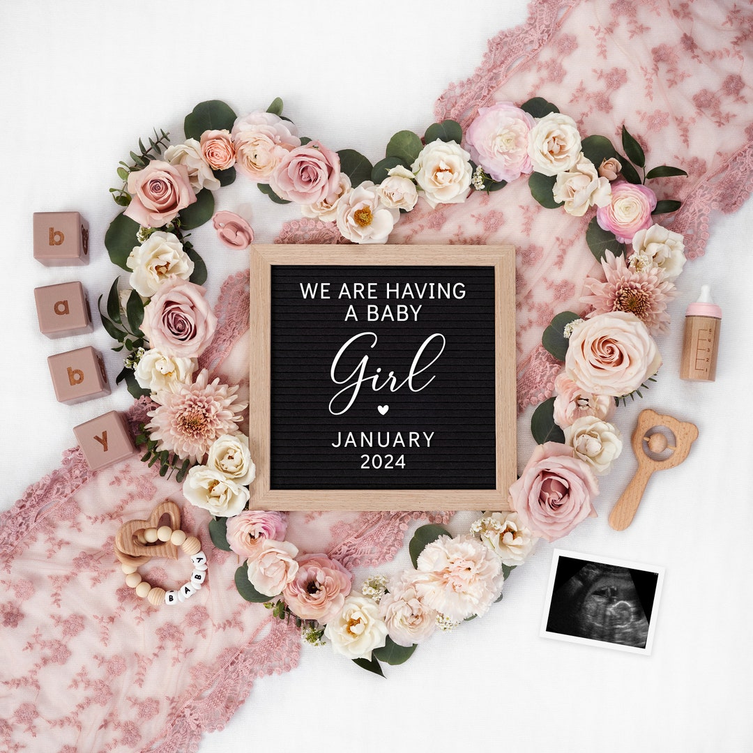 Girl Digital Pregnancy Announcement, It's a Girl Template for Social ...