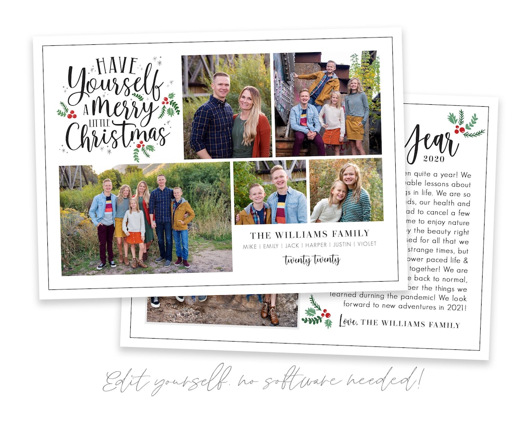Year in Review Christmas Card Template: Photo Collage 5x7 (corjl) - Etsy